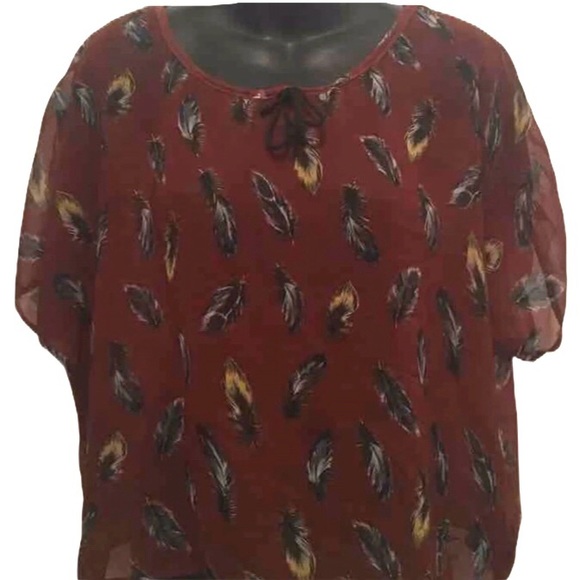 Forever 21 | Tops | Sheer Maroon Feather Top | Poshmark